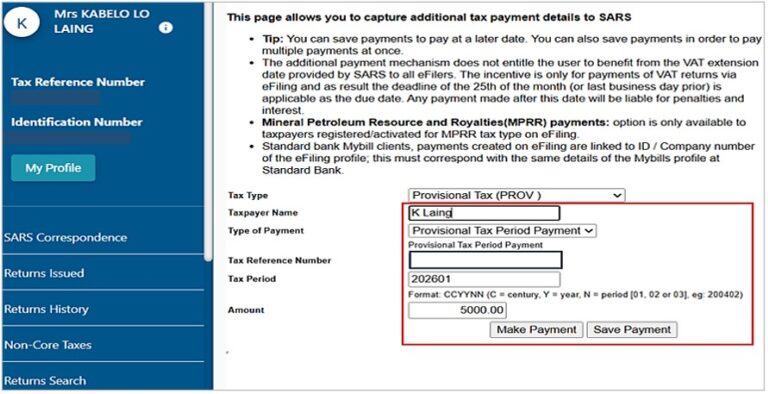 How to eFile Your Provisional Tax Return | South African Revenue Service