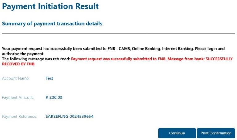eFiling Payments (Credit Push) | South African Revenue Service