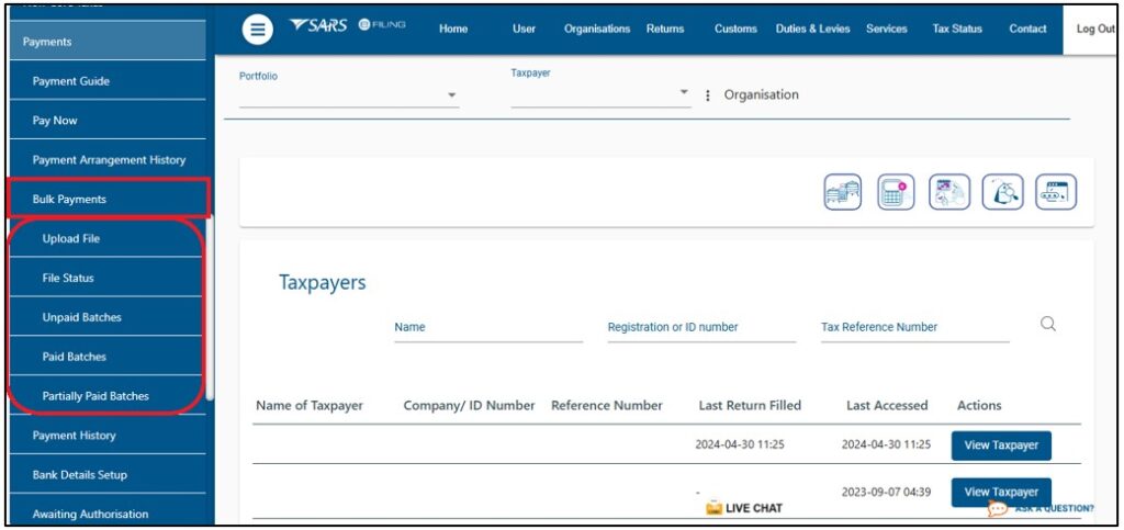 Guide to Bulk and Additional Payments on eFiling | South African ...