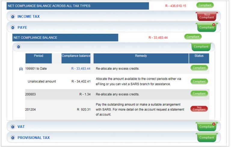 Guide to the Tax Compliance Status functionality on eFiling | South ...