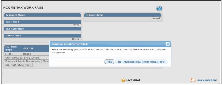 Guide to Complete the Company Income Tax Return ITR14 via eFiling ...