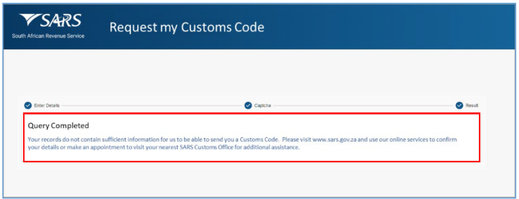 Guide to Customs and Excise SARS Online Query System (SOQS) | South ...