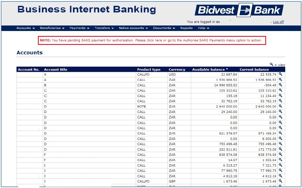 Bidvest Bank | South African Revenue Service