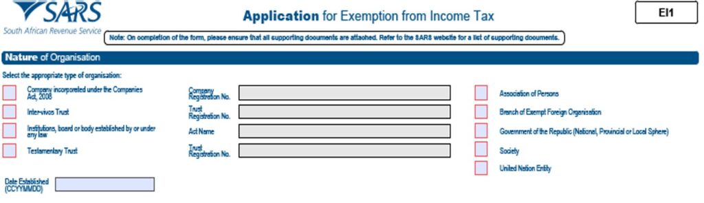 Guide to Complete the EI1 Application Form | South African Revenue Service