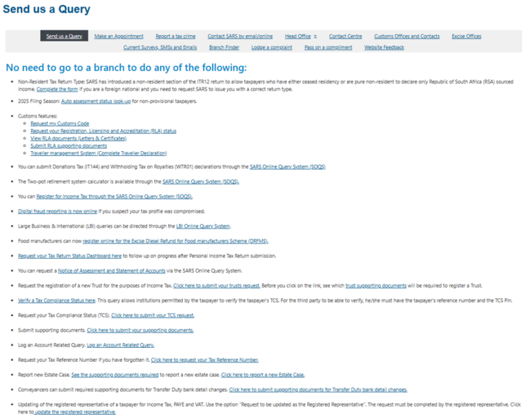 Guide to the SARS Online Query System (SOQS) | South African Revenue ...