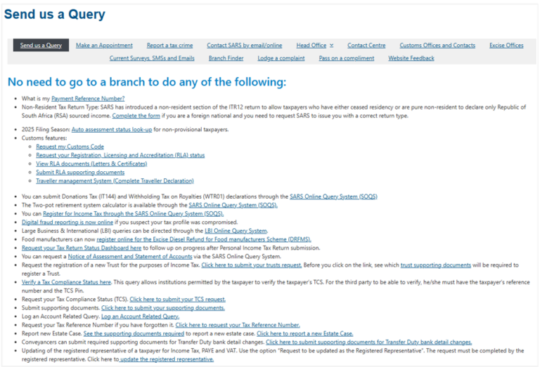 Guide to the SARS Online Query System (SOQS) | South African Revenue ...