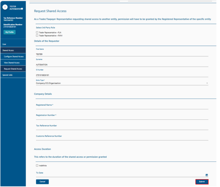 Guide to Managed Shared Access through eFiling | South African Revenue ...