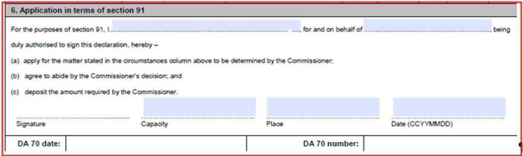Guide to Completion of DA 70 | South African Revenue Service